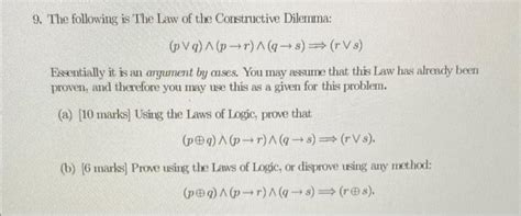 Solved 9 The Following Is The Law Of The Constructive