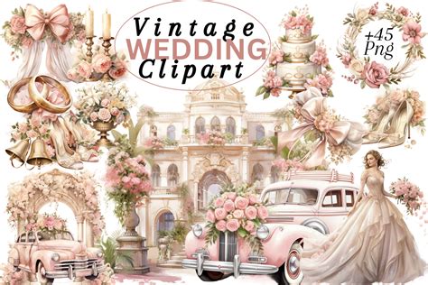 Vintage Wedding Dress Clip Art