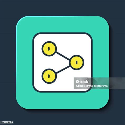 채워진 윤곽선 공유 아이콘은 파란색 배경에 분리되어 있습니다 공유 공유 커뮤니케이션 픽토그램 소셜 미디어 연결 네트워크 청록색 사각형 버튼 벡터 가득 찬에 대한 스톡 벡터