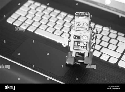 Symbol For A Chat Bot Or Social Bot And Algorithms Laptop Stock Photo Alamy