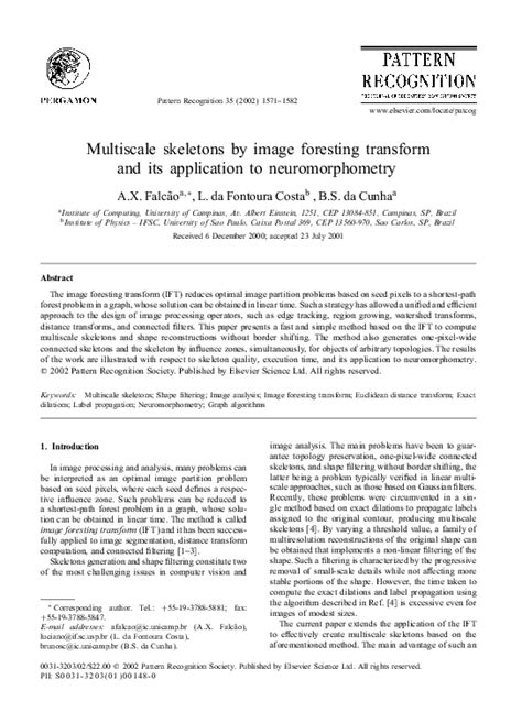 Pdf Multiscale Skeletons By Image Foresting Transform And Its