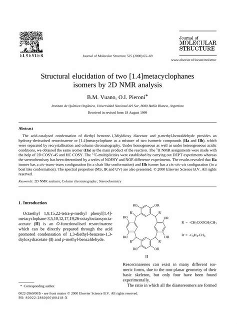 Pdf Structural Elucidation Of Two 14 Metacyclophanes Isomers By 2d