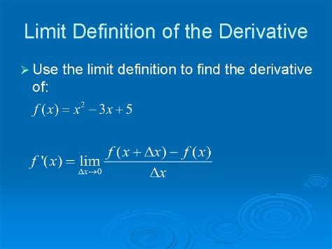 Limit Definition Of The Derivative Objective To Use