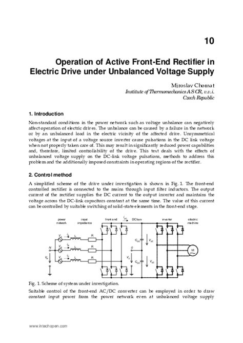 pdf operation of active front end rectifier in electric drive under