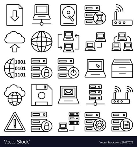 Database Server And Location Icons Set Every Ico Vector Image