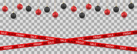 투명 한 배경에 검은 금요일 판매에 대 한 크리스마스 공과 빨간 리본 블랙 프라이데이 컨셉 12월에 대한 스톡 벡터 아트 및 기타 이미지 Istock