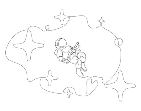 Premium Vector Continuous One Line Drawing Of Astronaut One Line Of Spaceman Concept Astronaut