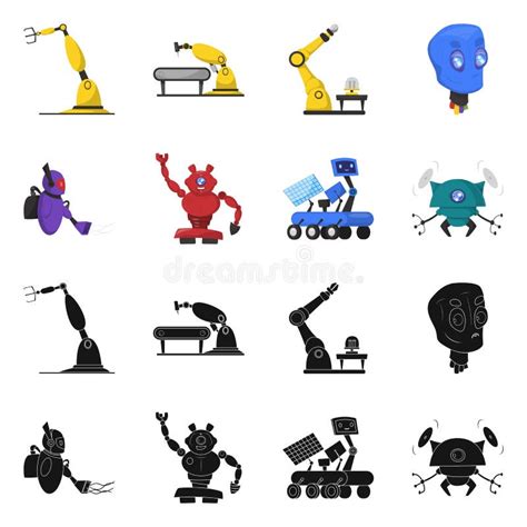 Vector Design Of Robot And Factory Symbol Set Of Robot And Space Stock Symbol For Web Stock