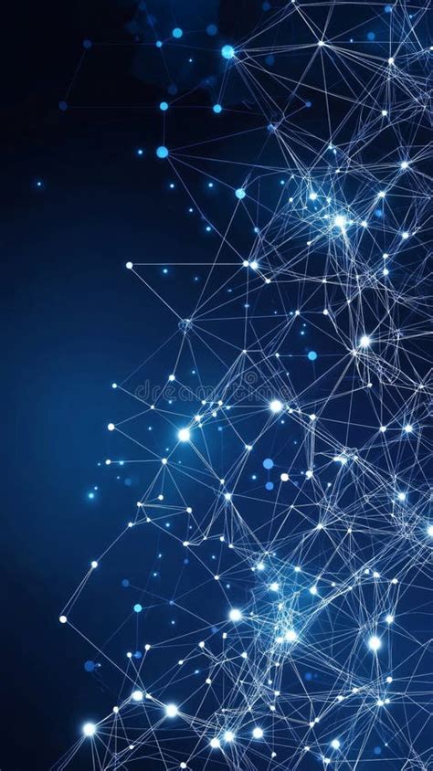 Abstract Blue Network Connection Lines Dots High Quality Image Stock Illustration Illustration