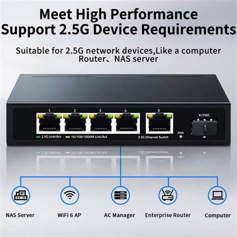 6 Port 10g Uplink 2 5g Ethernet Switch