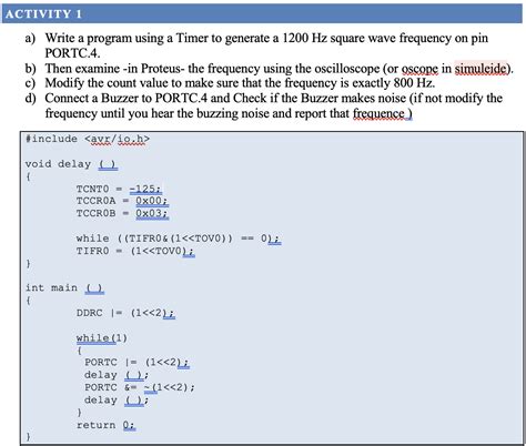 Solved A ﻿write A Program Using A Timer To Generate A 1200