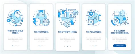 Supply Chain Models Blue Onboarding Mobile App Screen Industry Walkthrough 5 Steps Editable