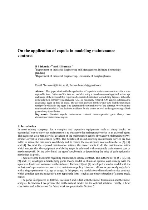 pdf on the application of copula in modeling maintenance contract