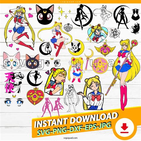 Sailor Moon Svg Png Pdf Eps Dxf Files Bundle Digital Download