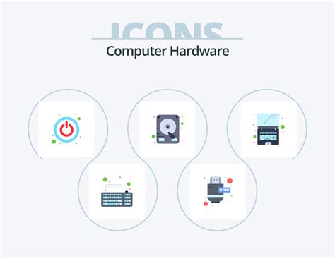 Computer Hardware Flat Icon Pack 5 Icon Design Technology Shutdown Laptop Hard Disk