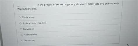solved q ﻿is the process of converting poorly structured