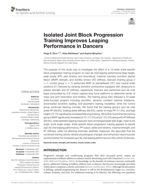 Pdf Isolated Joint Block Progression Training Improves Leaping