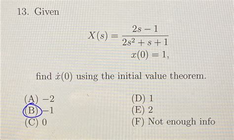 solved givenx s 2s 12s2 s 1x 0 1find x˙ 0 ﻿using the