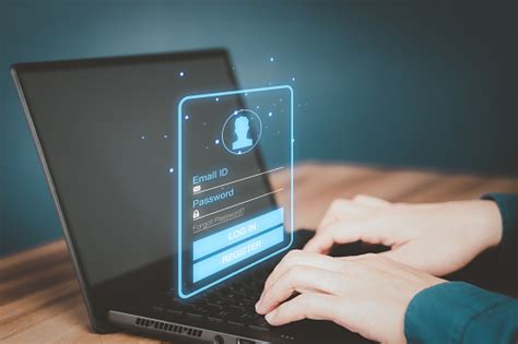 Man Protecting Personal Data On A Computer Laptop And Virtual Interface