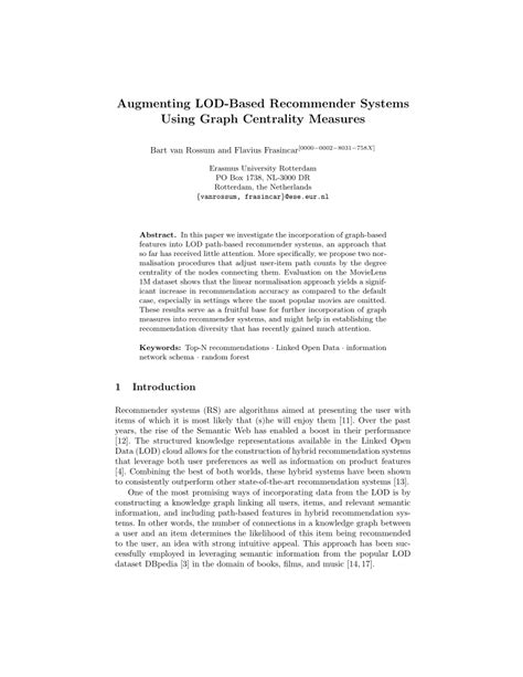 pdf augmenting lod based recommender systems using graph centrality