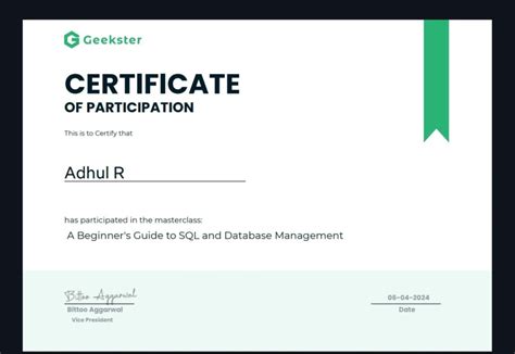 Adhul R On Linkedin Sql Databasemanagement Learningjourney Dataskills Geekster