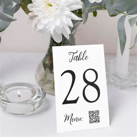 Table Number QR Code Menu Wedding Zazzle