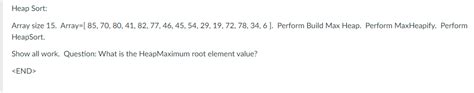 solved heap sort array size 15 array