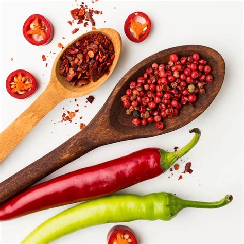 Free Photo Chilli Condiment In Wooden Spoon