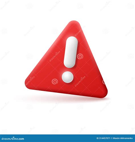 3d Icon Of Red Warning Triangle Sign Warning And Danger Notification