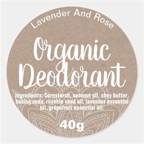 Customizable Natural Deodorant Label