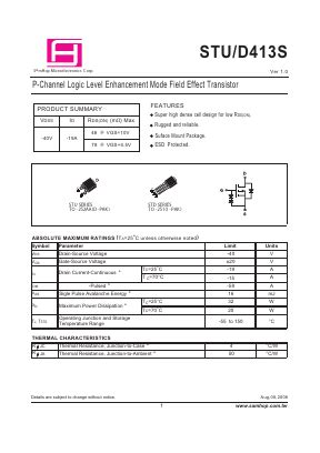 STU413S Datasheet PDF - Samhop Mircroelectronics