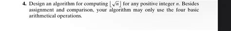 Solved Design An Algorithm For Computing N2 ﻿for Any