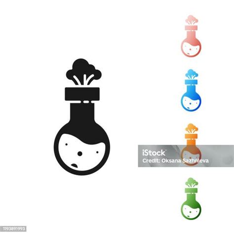 흰색 배경에 격리 된 검은 색 테스트 튜브 및 플라스크 화학 실험실 테스트 아이콘 실험실 유리 표지판 다채로운 아이콘을 설정합니다 벡터 일러스트레이션 개발에 대한 스톡 벡터