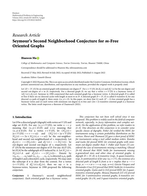 Pdf Seymours Second Neighborhood Conjecture For M Free Oriented Graphs