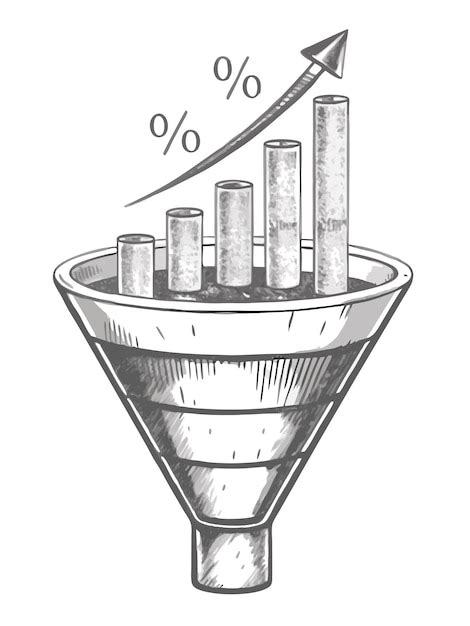 A Drawing Of A Funnel With A Graph Of Dollars In It Premium Ai