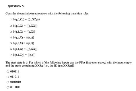 solved question 5 consider the pushdown automaton with the