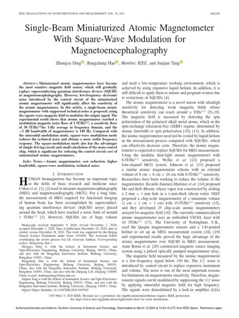Single Beamminiaturizedatomicmagnetometerwithsquare Wave