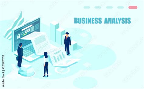 Vector Of A Professional Business Team Reporing Data Analysis And Financial Forecasts Stock