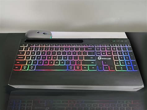 Geodmaer Wireless Keyboard And Mouse Combo With Phone Holder Wrist Rest Silent Jawa