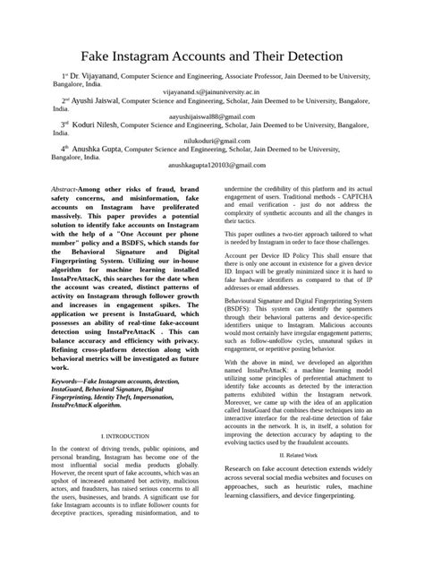 Fake Instagram Account And Their Detection Pdf Machine Learning Computing