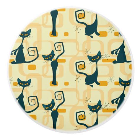 Mid Century Atomic Kitty Vintage Drawer Knobs Zazzle