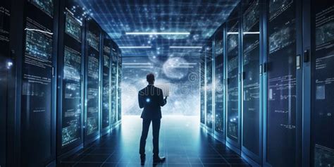 Data Center And Computer Servers Created With Generative Ai Technology Stock Illustration