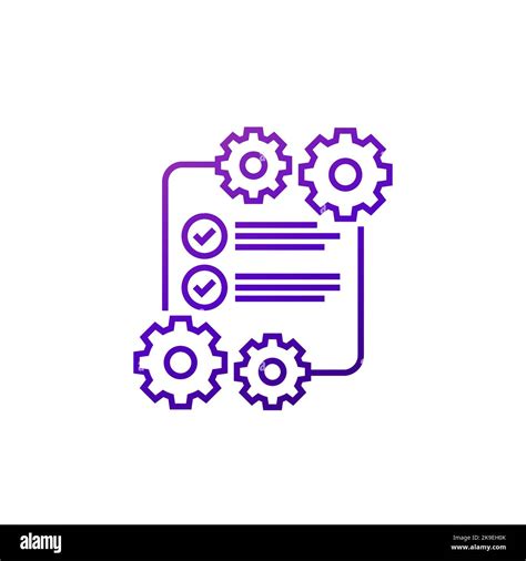 Check List With Gears Project Execution Line Icon Stock Vector Image