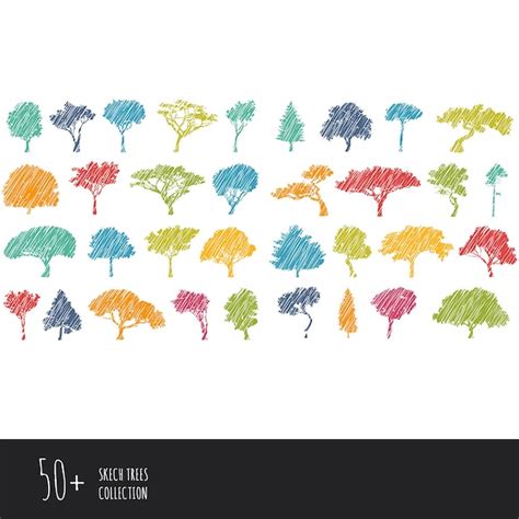 Premium Vector Skech Trees Collection