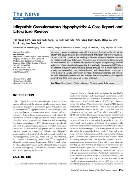 Pdf Idiopathic Granulomatous Hypophysitis A Case Report And Literature Review