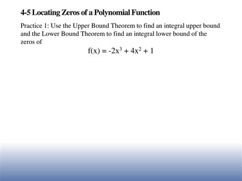 ppt 4 5 locating zeros of a polynomial function powerpoint