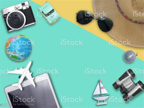 너의 화려한 생활에 대 한 세계 여행 재미 있는 여행 여행을 즐길 수 있습니다 복사본에 대 한 상위 뷰 공간 몇 가지 아이디어 당신의 대상object 귀여운 세계 빈티지