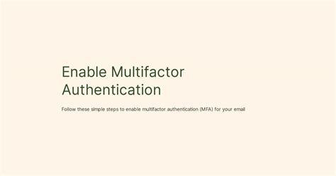 Enable Multifactor Authentication