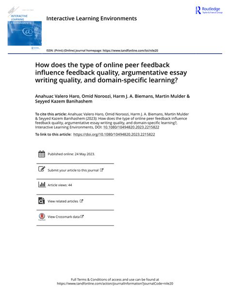 Pdf How Does The Type Of Online Peer Feedback Influence Feedback