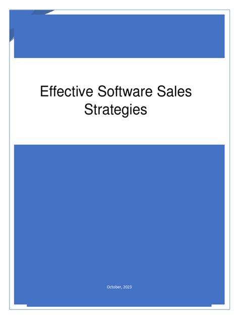 Effective Software Sales Strategy Pdf Sales Marketing